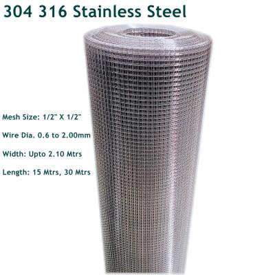 China Stainless Steel 304 316 Grade Welded Wire Mesh 12x12mm Hole Mesh 1/2