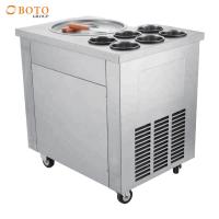 China Frozen Commercial Ice Cream Frying Machine With 2 Flat Pans And Imported Compressor Stainless Steel Fried Ice Cream Roll for sale