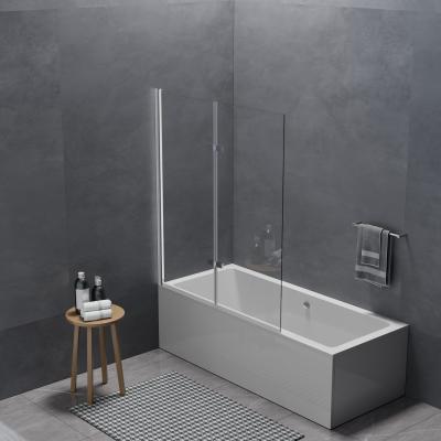 China Double Piece Foldable Acrylic Bathtub Screen Shower Cabin 1200mm Tempered Glass for sale