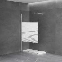 China Walk in Black Shower Screen Printed Tempered Glass 6mm 8mm Shower Wall with Stainless Bar for sale