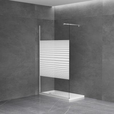 China Walk in Shower Wall Screen White Printed Tempered Glass 6-8mm Enclosure 1200mm for sale