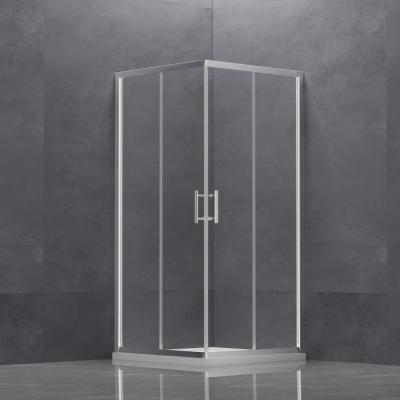 China Double Door Polished Chrome Framed Shower Sliding Enclosure 6mm Tempered Glass 800-1000mm for sale