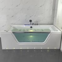 China Initial Payment 2 Person Rectangular Whirlpool Massage Bathtub with Front Blue Glass for sale