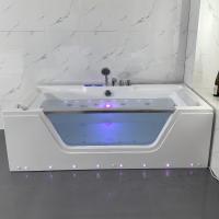 China Initial Payment 2 Person Rectangular Whirlpool Massage Bathtub with Front Blue Glass for sale