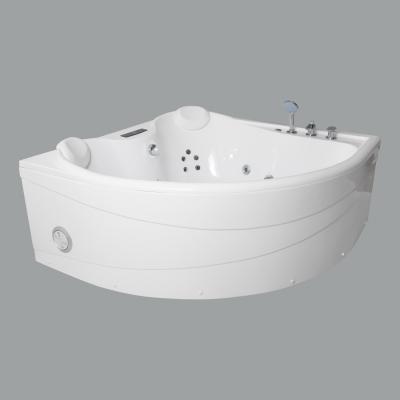 China 1500mm Corner Acrylic Hydro Massage Bathtub for 2 Person with 1.5HP Motor and LED Light for sale