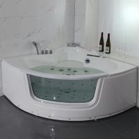 China 1500mm Corner Hydro Massage Bathtub with Front Glass 6 Jets PMMA Acrylic Freestanding for sale