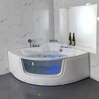 China 1500mm Corner Hydro Massage Bathtub with Front Glass 6 Jets PMMA Acrylic Freestanding for sale