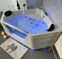 China 1500mm Corner Hydro Massage Bathtub with Front Glass 6 Jets PMMA Acrylic Freestanding for sale