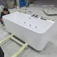 China Pure PMMA Acrylic Freestanding Hydro Massage Bathtub 1700x750mm with 7 Color LED Light for sale
