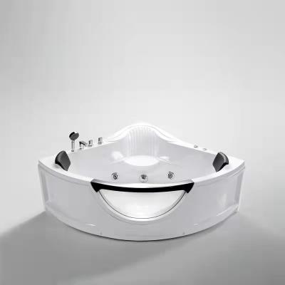 China Acrylic Corner Whirlpool Massage Bathtub 1400x1400mm with Front Decorating Glass SPA Tub Indoor 320L for sale