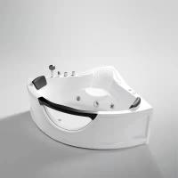 China Acrylic Corner Whirlpool Massage Bathtub 1400x1400mm with Front Decorating Glass SPA Tub Indoor 320L for sale