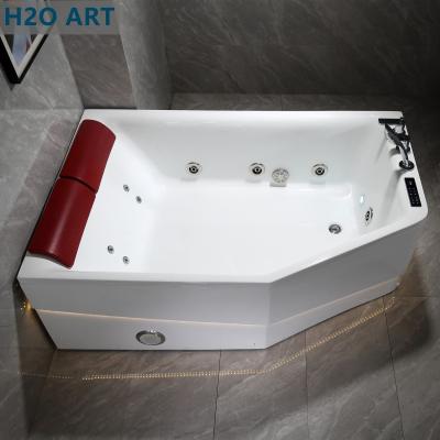 China Freestanding Acrylic Massage Bathtub HA-J21 1500x1100mm Whirlpool with LED Light for sale