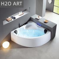 China Customized Acrylic Indoor Whirlpool Massage Corner Bathtub for 2 Person 1500x1500mm 260L for sale