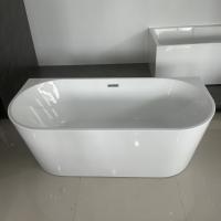 China Pure PMMA Acrylic Freestanding Bathtub 1700mm European Style Wall Side Tub for sale