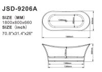 China Thick Rim Border Ellipse Acrylic Freestanding Bathtub 1700x750mm 290L Capacity for Nigeria Market for sale
