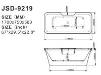 China Freestanding Acrylic Bathtub 1700x750x580mm with Outer Frame and Stainless Steel Legs for sale