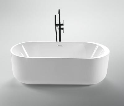 China Oval Freestanding Acrylic Bathtub 1700x750mm Hot Tub with Faucet Hardware for sale