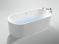 China Oval Freestanding Acrylic Bathtub 1700x750mm Hot Tub with Faucet Hardware for sale