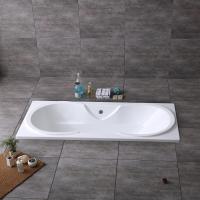 China Oval Acrylic Drop In Bathtub 1500x750mm Center Waste Hole White Ivory for South America for sale