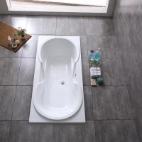 China Oval Acrylic Drop In Bathtub 1500x750mm Center Waste Hole White Ivory for South America for sale