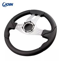 China 13 Inch PVC Wood Grain Racing Golf Buggies Steering Wheel with Adapter for sale