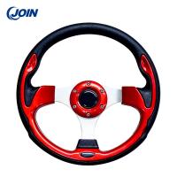 China PVC Red Golf Cart Steering Wheel 12.5in Single Color With No Pattern for sale