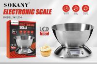 China Digital Display Sokany 1204 304 Stainless Steel Electronic Weight Food Kitchen Scale for Cooking/Bakery 15.9*3*21cm for sale