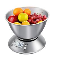 China Corpuscle Measurement 0.5kg Unit Weight Stainless Steel Kitchen Scale with Bowl 5kg/1g Capacity for sale