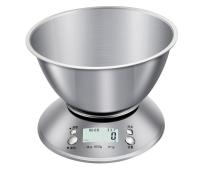 China Corpuscle Measurement 0.5kg Unit Weight Stainless Steel Kitchen Scale with Bowl 5kg/1g Capacity for sale