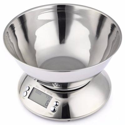 China 5kg Maximum Weight Recommendation Stainless Steel Kitchen Scale with Digital Display and Bowl Included for sale