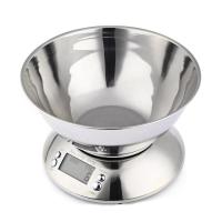 China 2*AAA Battery Silver 5000g Multifunctional Digital Kitchen Food Scale With Bowl Portable Stainless Steel Bowl Type LCD Platform Scale for sale