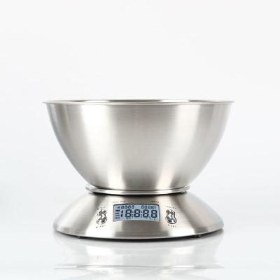 China Stainless Steel Bowl Kitchen Scale 5kg Capacity 1g Accuracy for Accurate and Convenient Food Weighing for sale