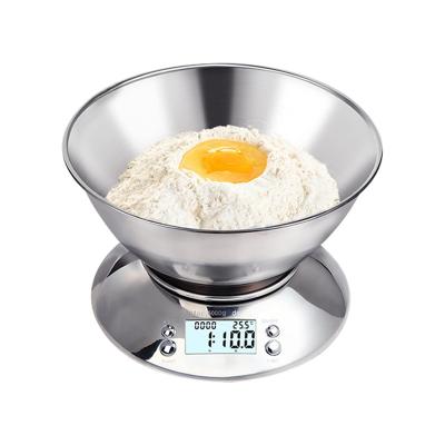 China All-Season Digital Food Scale Stainless Steel Kitchen Scale with Bowl and Accurate Weight Measuring Capability for sale