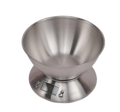 China 5KG Capacity Round Stainless Steel Electronic Weight Scale for Household Bowl Kitchen and Food Balance Power Household for sale