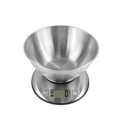 China Stainless Steel Digital Kitchen Scale with Bowl Portable Battery-Powered Food Weighting Scale for sale
