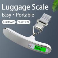 China LCD Display Stainless Steel Suitcase Luggage Scale OEM Custom Logo Portable 50KG 10g Digital Hanging Handhold Travel Scale for sale
