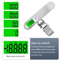 China LCD Display Stainless Steel Suitcase Luggage Scale OEM Custom Logo Portable 50KG 10g Digital Hanging Handhold Travel Scale for sale