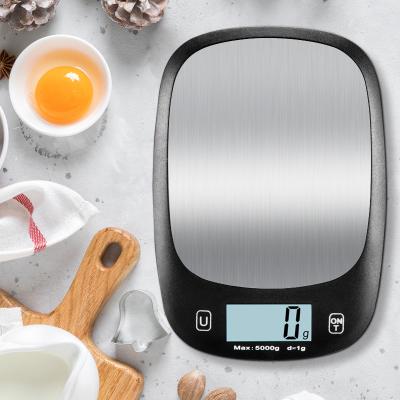 China Solid Pattern Type Stainless Steel Electronic Kitchen Scale 5kg 11lb Weight Measuring Tool with Patented Technology for sale