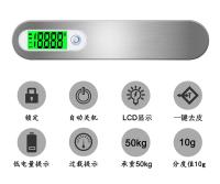 China 50kg/10g Portable Baggie Weight Airport Digital Weighing Scale for Luggage Green Backlight SS Color 304 Stainless Steel for sale