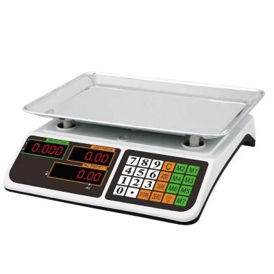 China Bench Scale LCD Display White Color Heavy Duty Body 420g Stainless Iron Tray Plate Electric Scale 40kg Capacity High Precision Load Cell for sale
