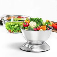 China Digital Kitchen Bowl Scale LCD Display 1g Division Battery Powered Food Weight Measuring Electronic Smart Stainless Steel for sale