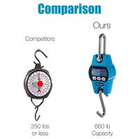 China 300Kg Capacity Handheld LED Display Orange Digital Mini Crane Scale for Farm Hunting Fishing ABS Stainless Steel for sale
