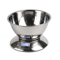 China Stainless Steel Digital Kitchen Scale High Accuracy 5kg/1g with Removable Knead Dough Bowl and Room Timer Battery Powered for sale