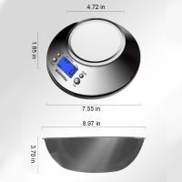 China Stainless Steel Digital Kitchen Scale High Accuracy 5kg/1g with Removable Knead Dough Bowl and Room Timer Battery Powered for sale