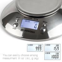 China Stainless Steel Digital Kitchen Scale High Accuracy 5kg/1g with Removable Knead Dough Bowl and Room Timer Battery Powered for sale