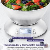 China Stainless Steel Digital Kitchen Scale High Accuracy 5kg/1g with Removable Knead Dough Bowl and Room Timer Battery Powered for sale