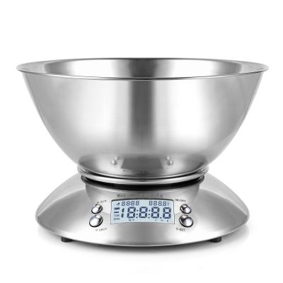 China 2L Bowl Nutritional Digital Food Scale Stainless Steel Scale ROUND 215*145 Mm HYD Weighing Electronic Kitchen Scale for sale