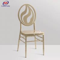 China Fire Pattern Rose Gold Metal Wedding Chiavari Chair With cushion Champagne Color for sale
