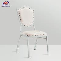 China High Grade Rivet Stackable Banquet Chairs White Color Metal Stainless Steel Frame for sale