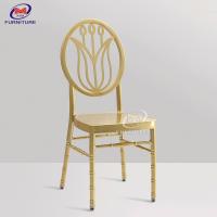 China Gold Metal Wedding Chiavari Chair Round Back Rubber Foot Plugs For Event for sale